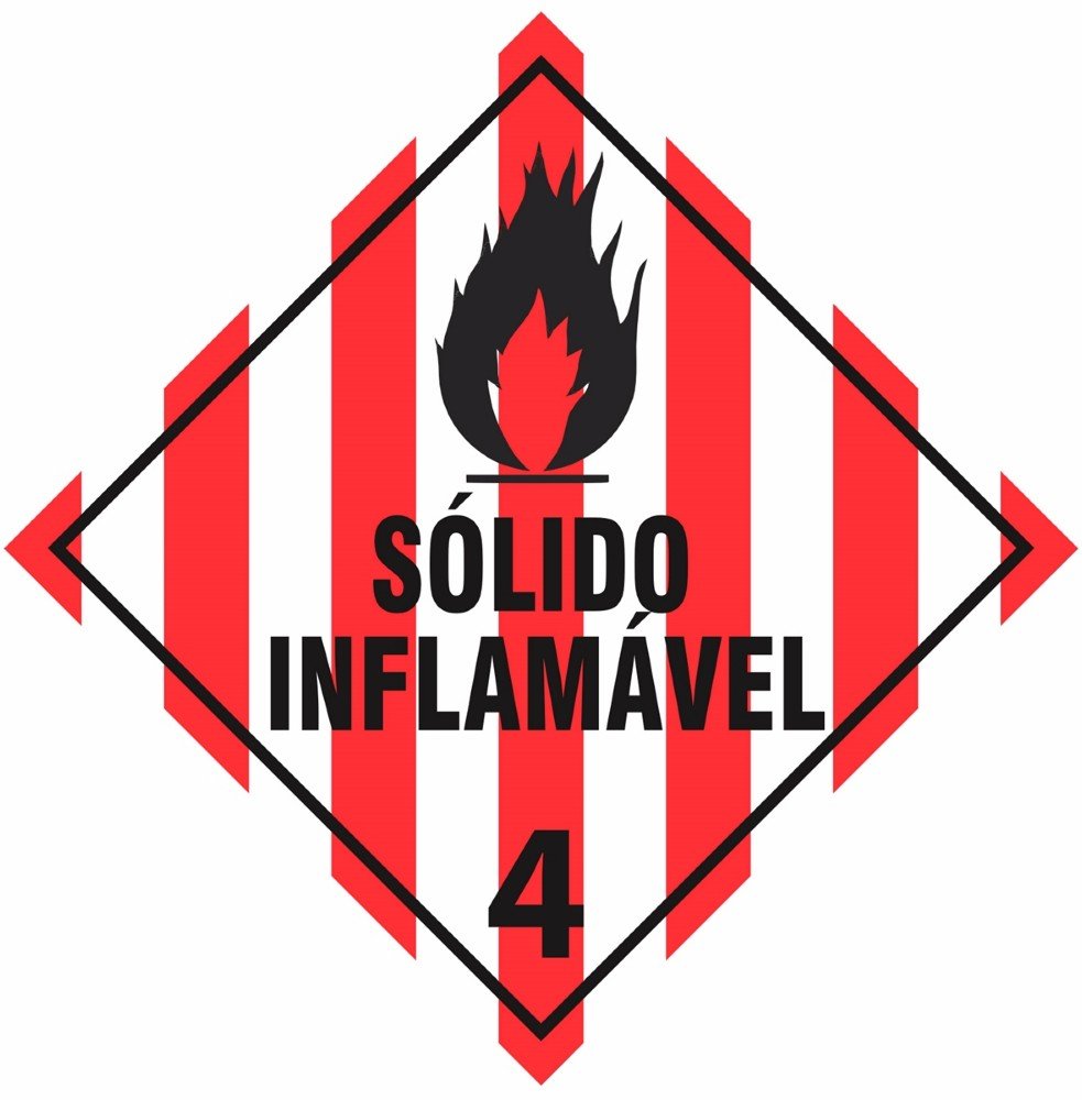 PLACA SIMBOLOGIA 4 SÓLIDO INFLAMÁVEL 30 X 30 - PORTO EPI